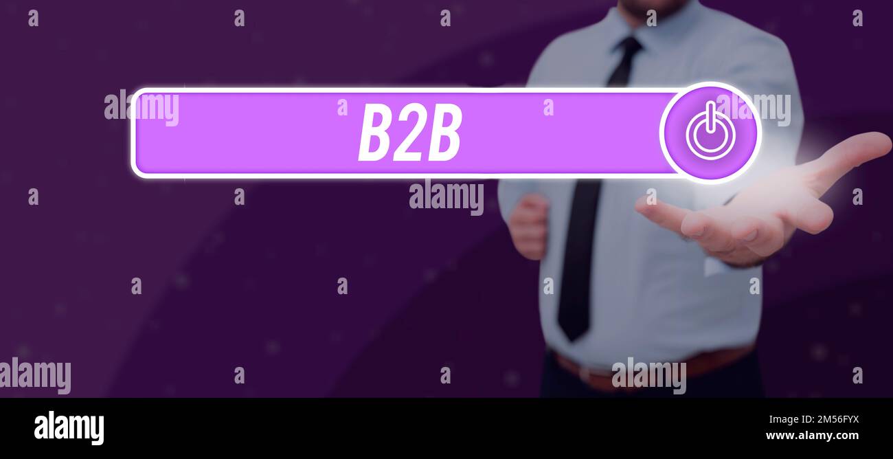 Sign displaying B2B. Business showcase Exchange of products services ...