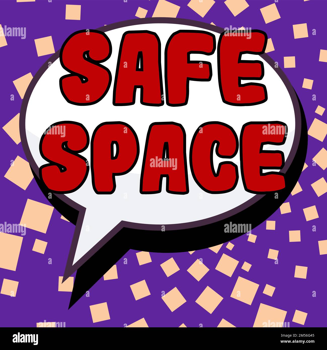 Hand writing sign Safe Space. Word Written on a place or room in which ...