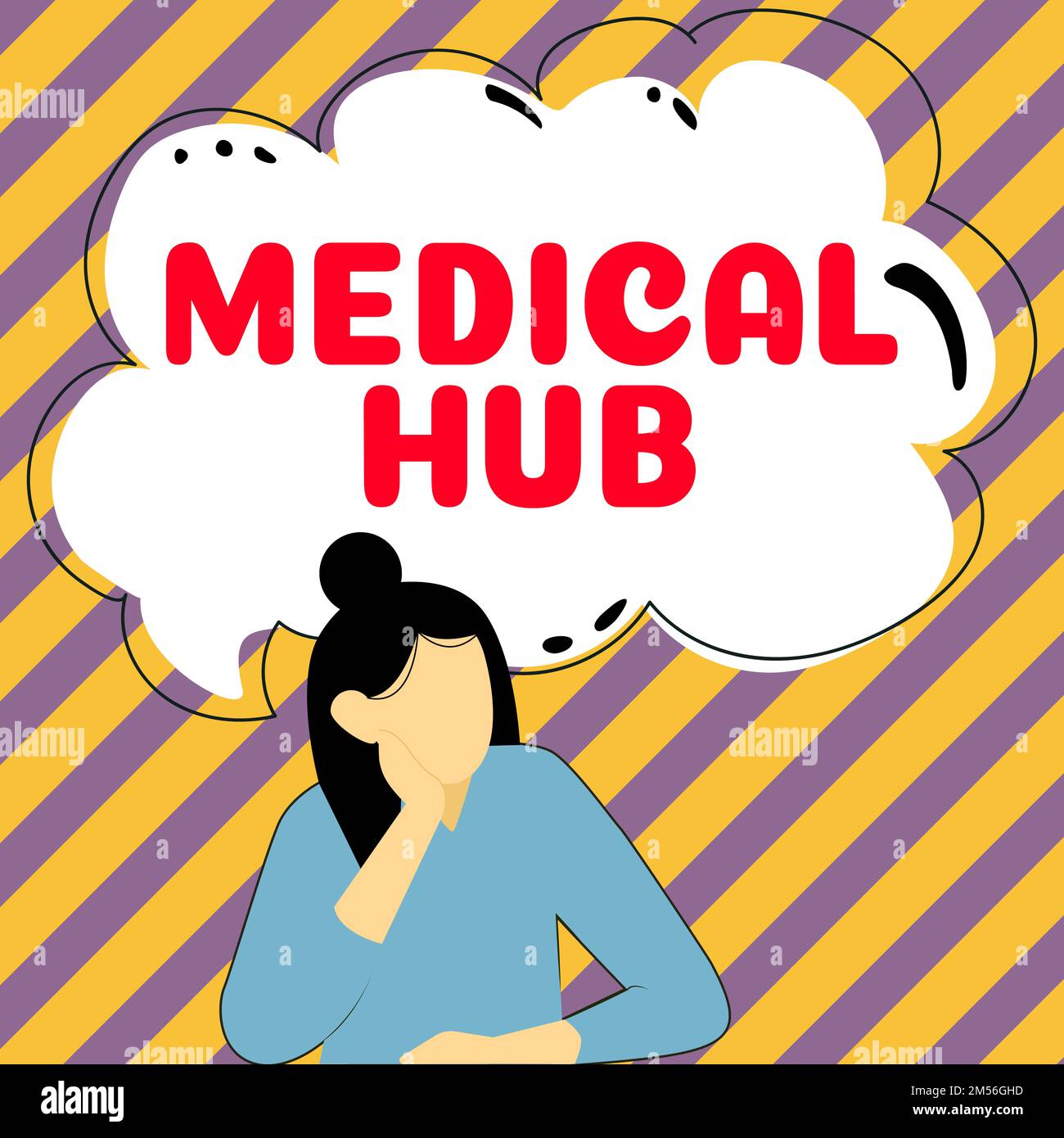 Sign displaying Medical Hub. Conceptual photo Common connection point ...