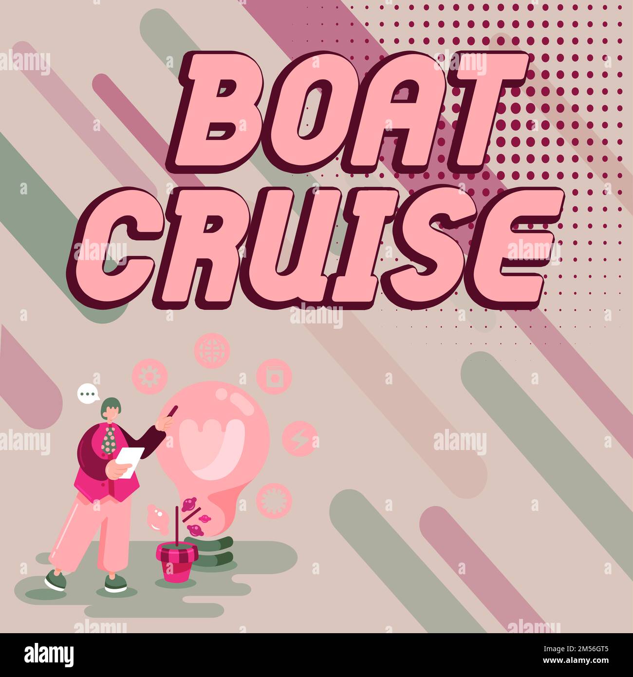 Text sign showing Boat Cruise. Word Written on sail about in area ...