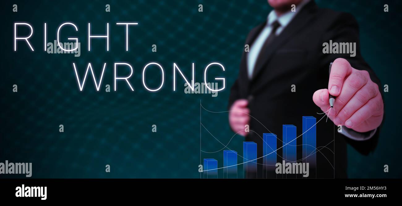 Writing displaying text Right Wrong. Business idea choose between two ... Writing displaying text Right Wrong. Business idea choose between two ...