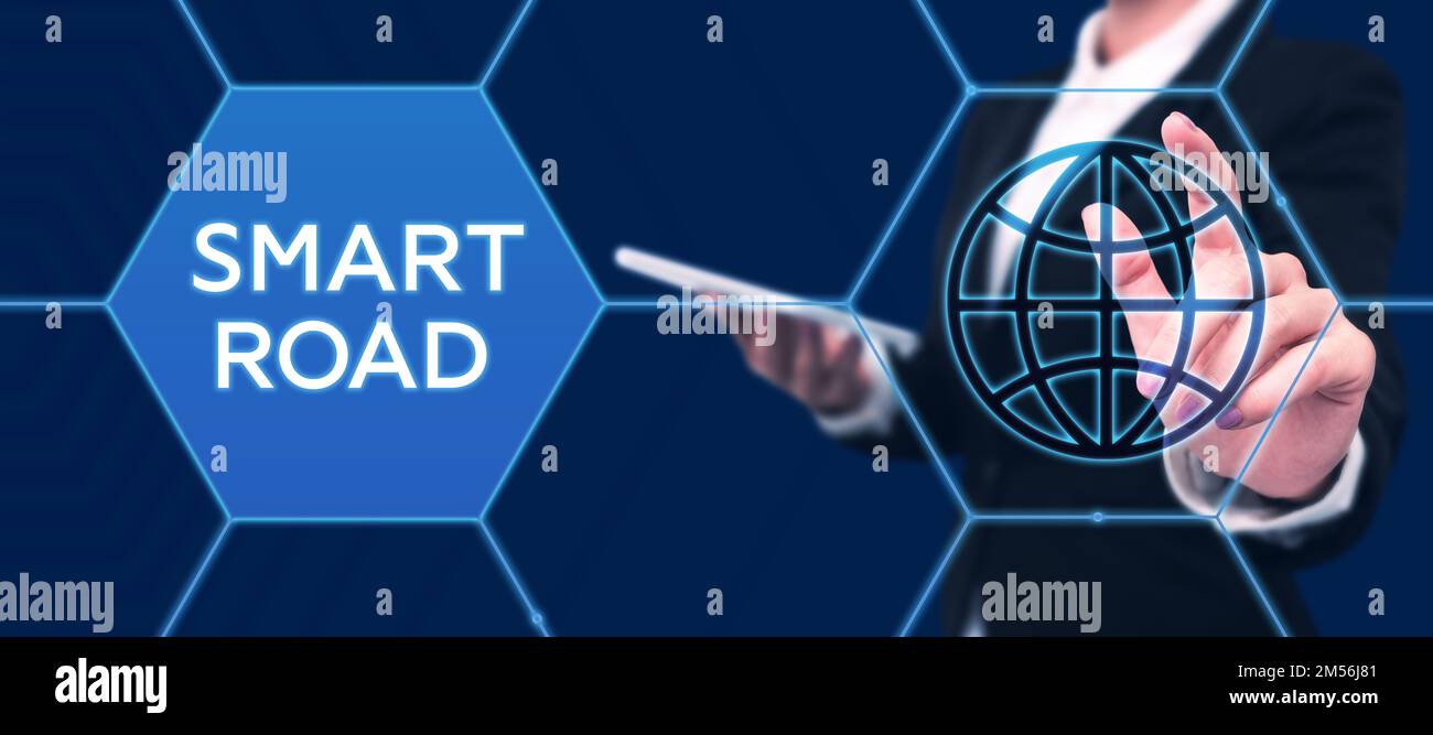 Sign displaying Smart Road, Internet Concept number of different ways ...