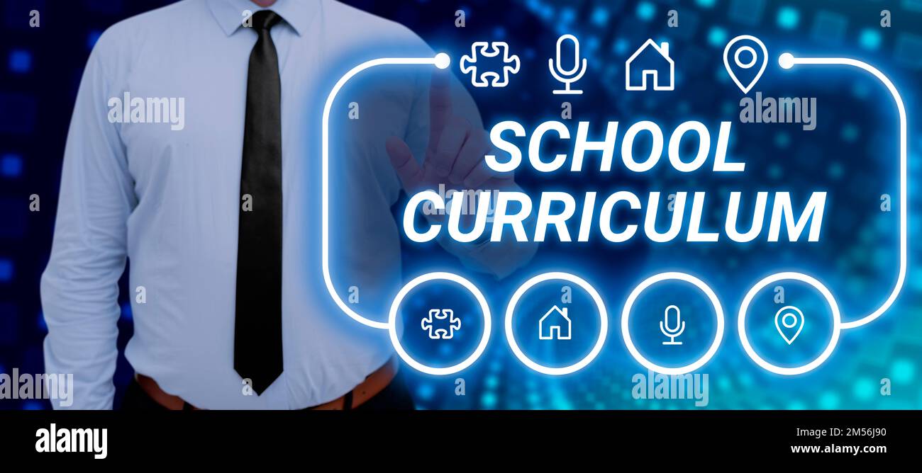 Hand writing sign School Curriculum. Business concept designed to ...