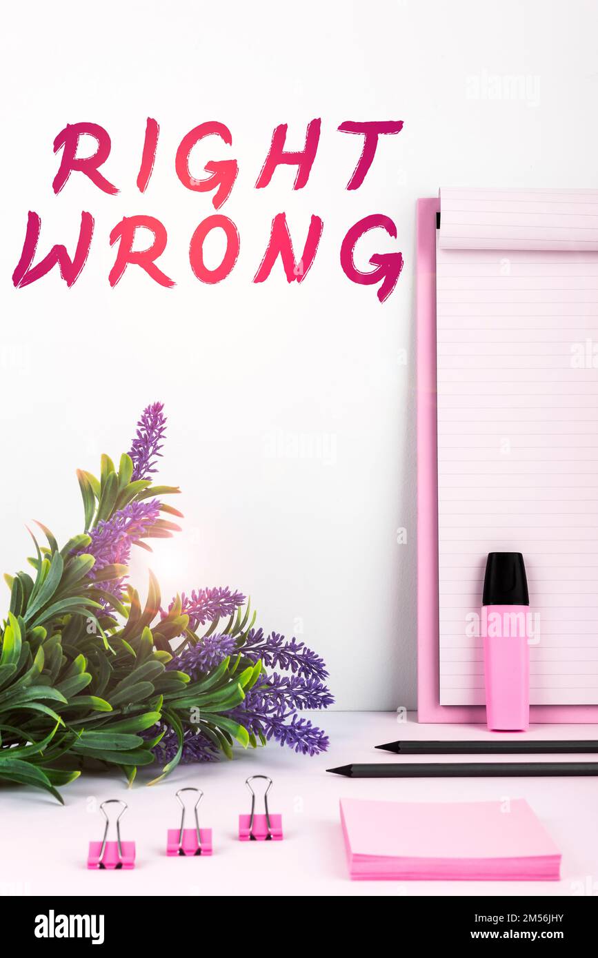 Conceptual display Right Wrong, Business showcase choose between two ...