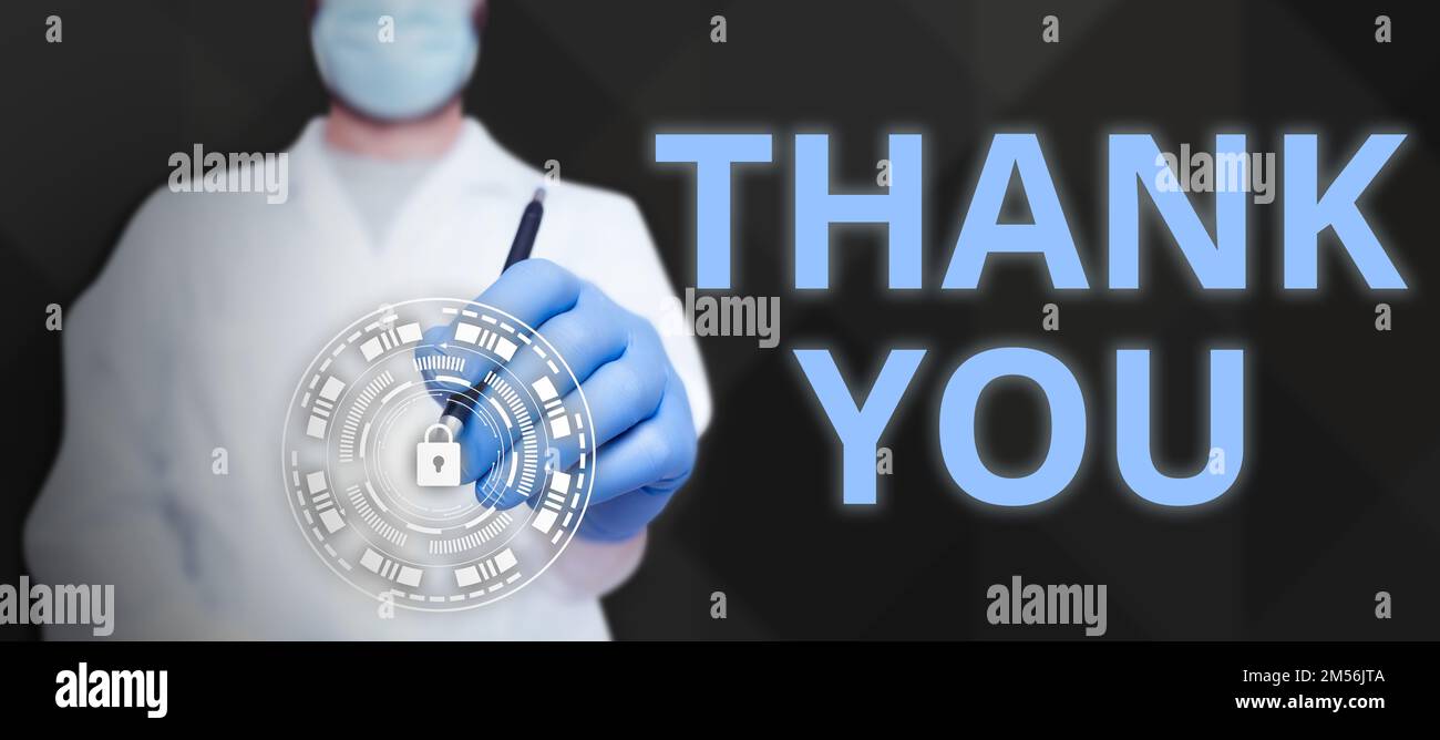 Conceptual display Thank You. Internet Concept replaying on something good or greetings with ...
