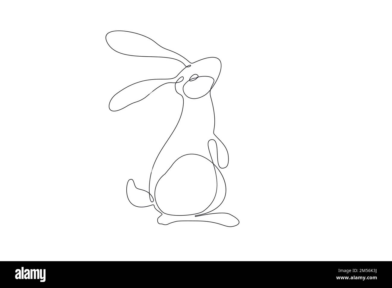 Self drawing icon rabbit. One black line drawing easter bunny on white ...