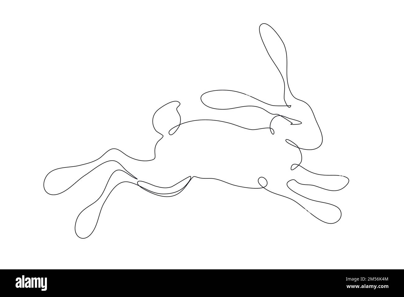 Self drawing icon rabbit. One black line drawing easter bunny on white ...