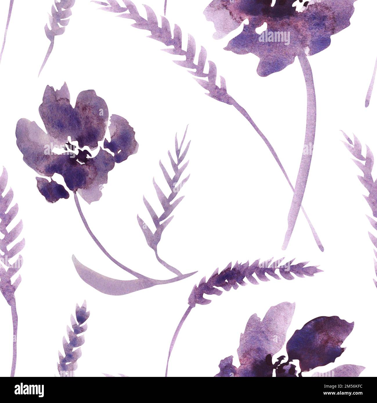 Watercolor purple flowers clipart. Floral clip art. Handmade ...