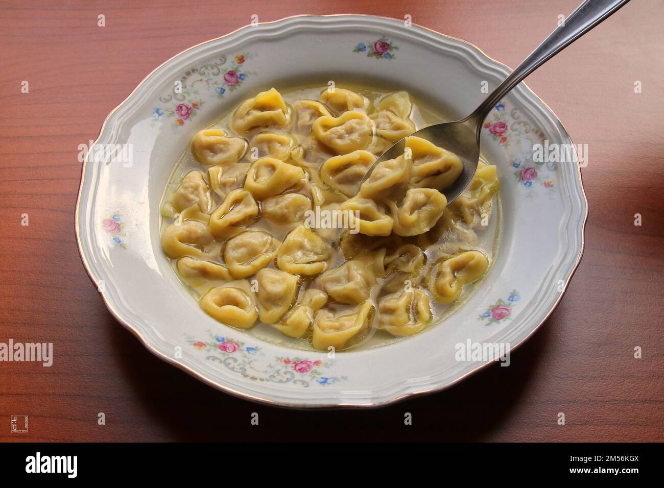 Plate of handmade tortellini, typical Italian main course from Emilia ...
