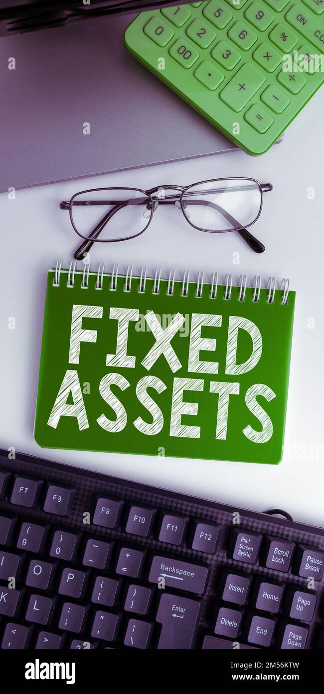 Conceptual caption Fixed Assets. Business approach long-term tangible ...