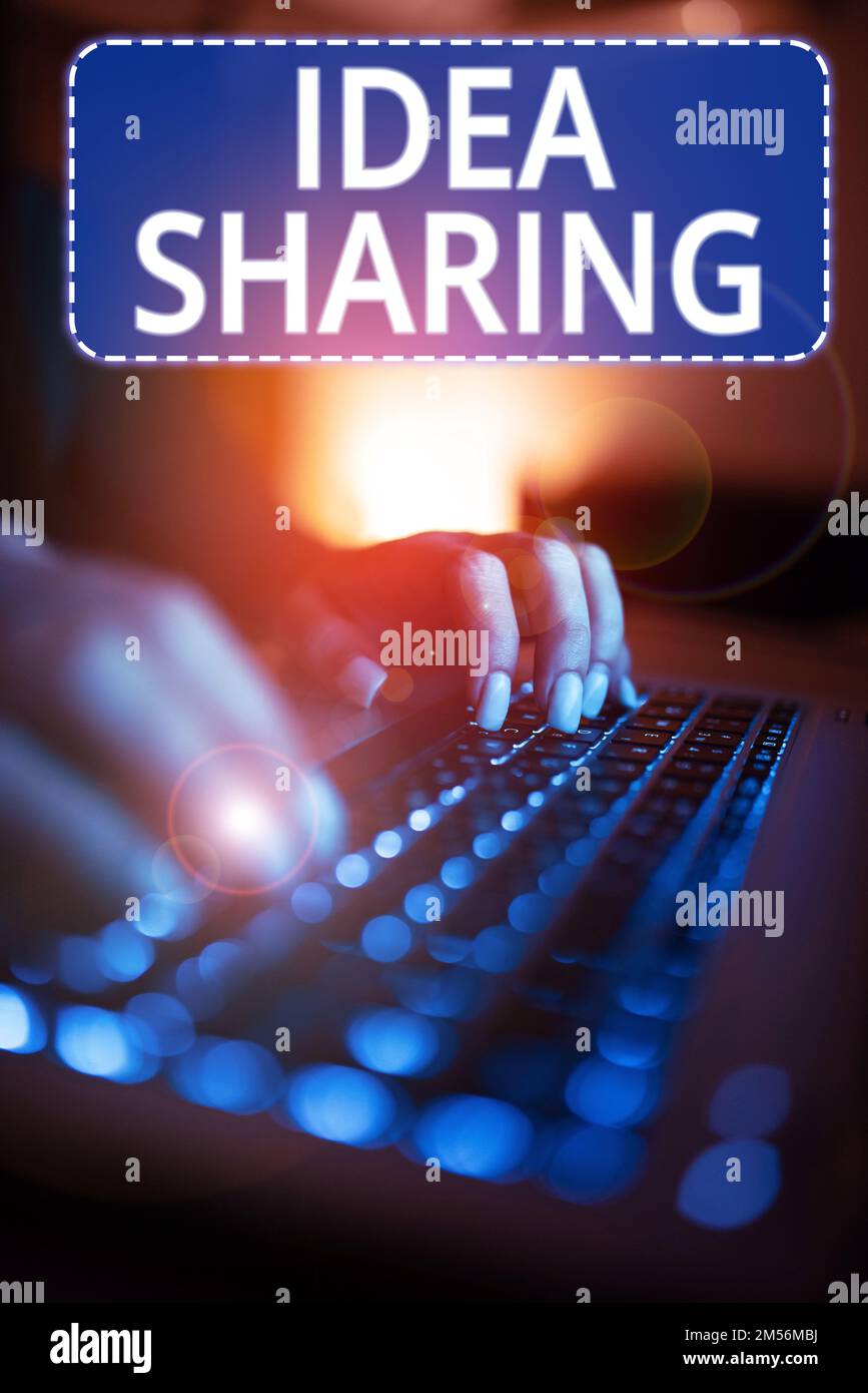 Sign displaying Idea Sharing. Business overview Startup launch ...