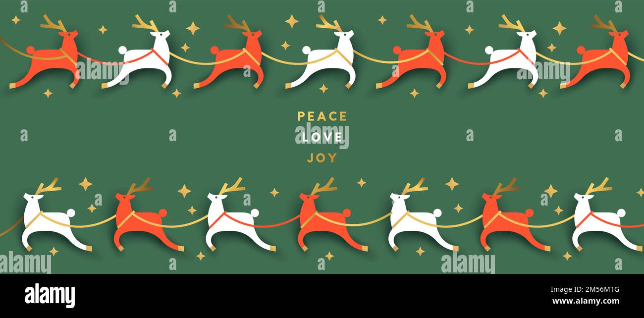 Merry Christmas Happy New Year luxury gold scandinavian deer garland ...