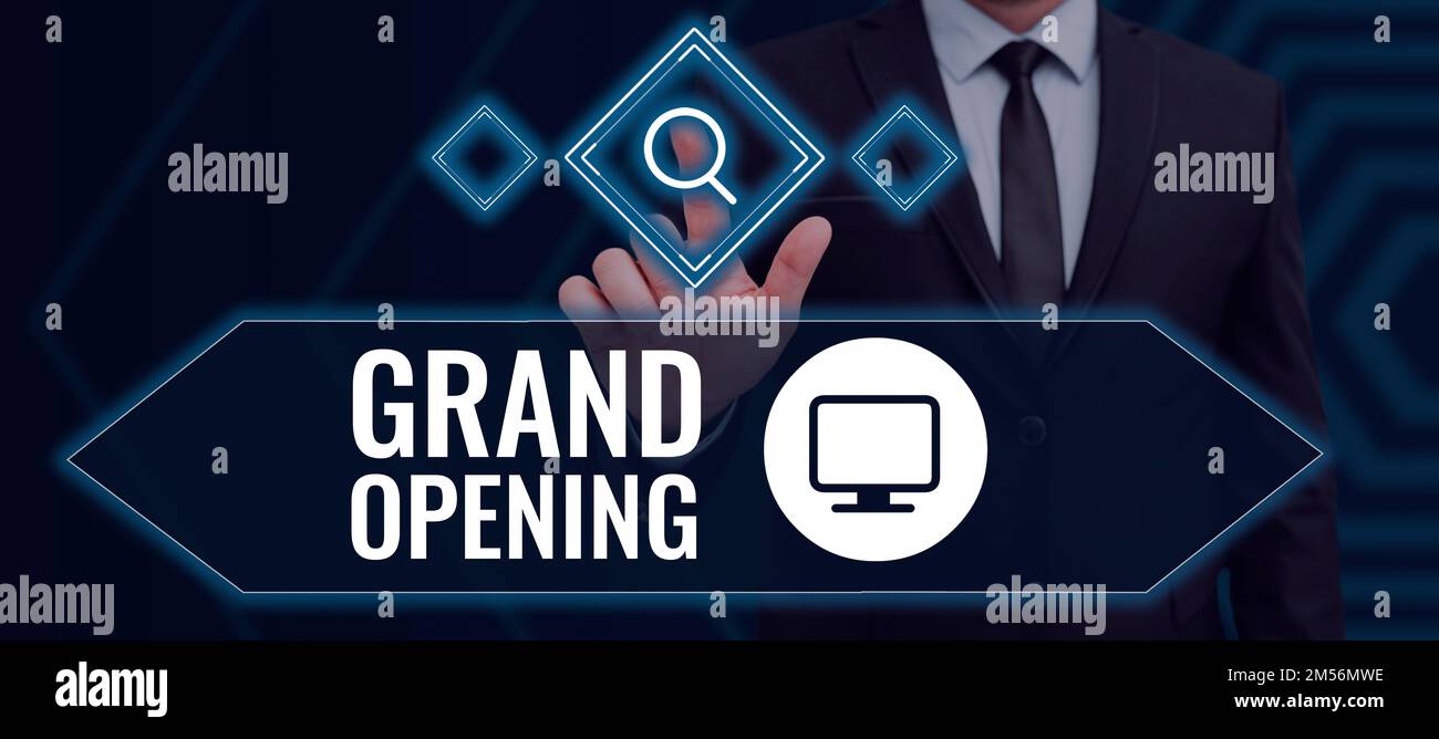 Text caption presenting Grand Opening. Word for Ribbon Cutting New ...