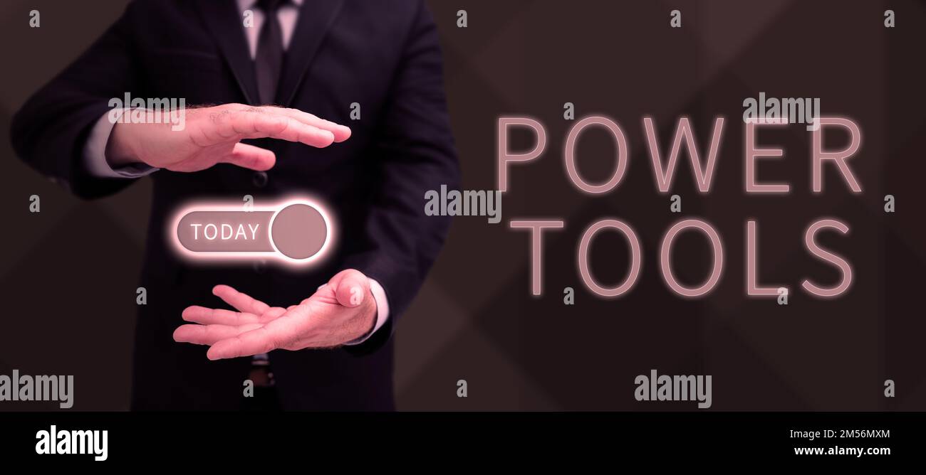 Conceptual caption Power Tools. Business concept tool that is actuated ...