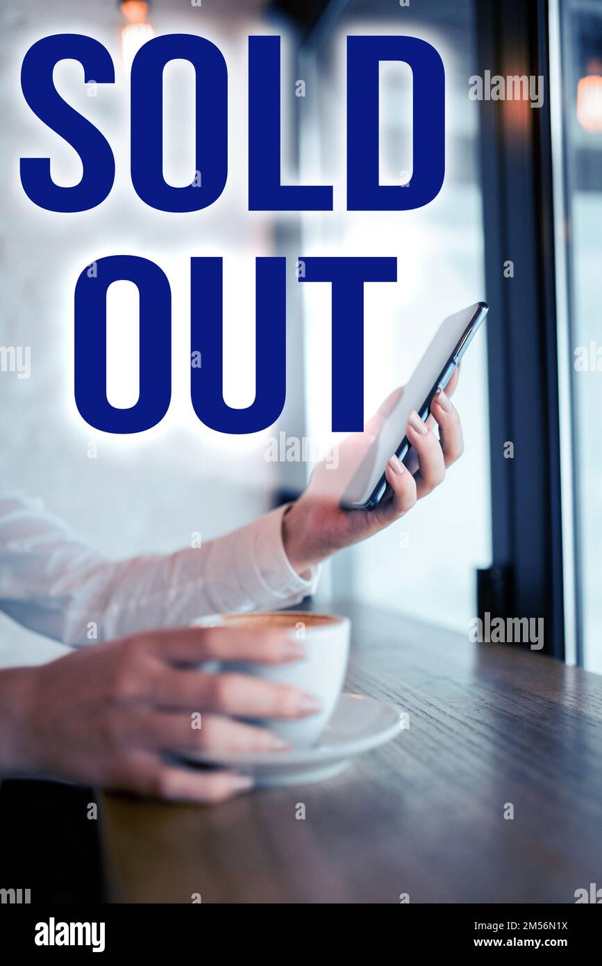 Conceptual caption Sold Out. Business showcase Not available anymore ...