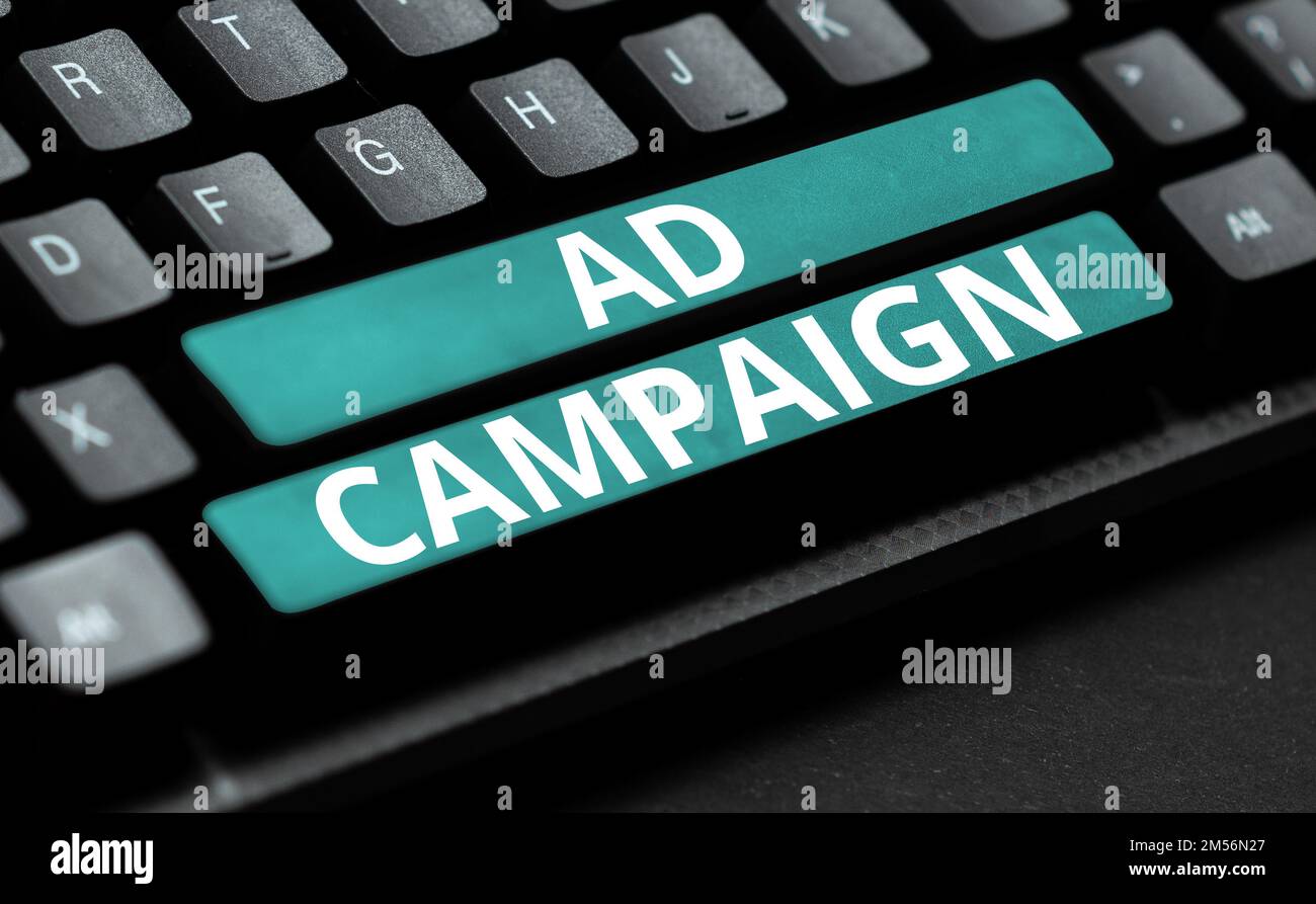 Text caption presenting Ad Campaign. Business concept promotion of ...