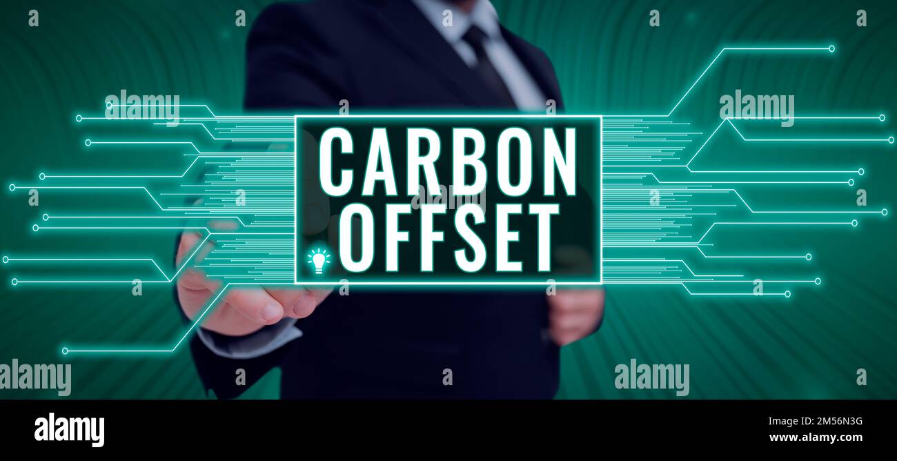 Handwriting text Carbon Offset. Word Written on Reduction in emissions ...