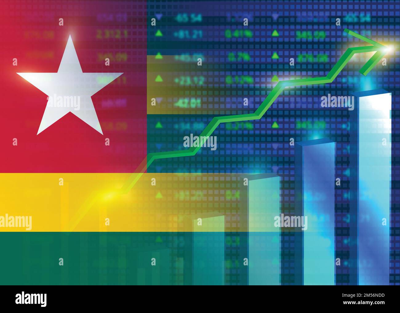 Economic growth in Togo.Togo's stock market.Togo flag with charts ...