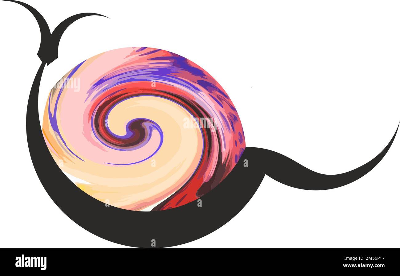 Unusual snail symbol isolated on white for emblems or labels. Bizarre ...