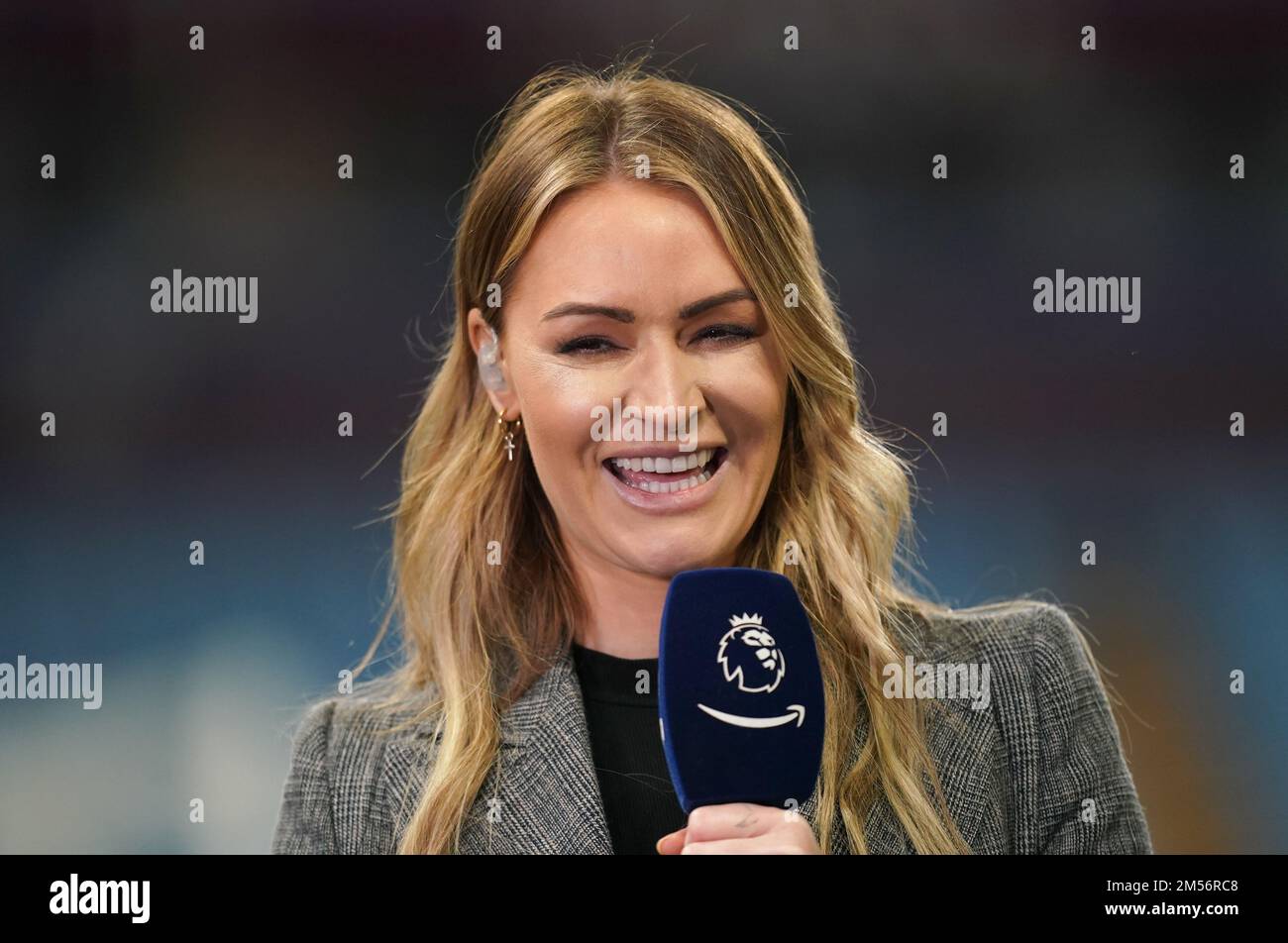 Amazon Prime's Laura Woods prior to the Premier League match at Villa ...