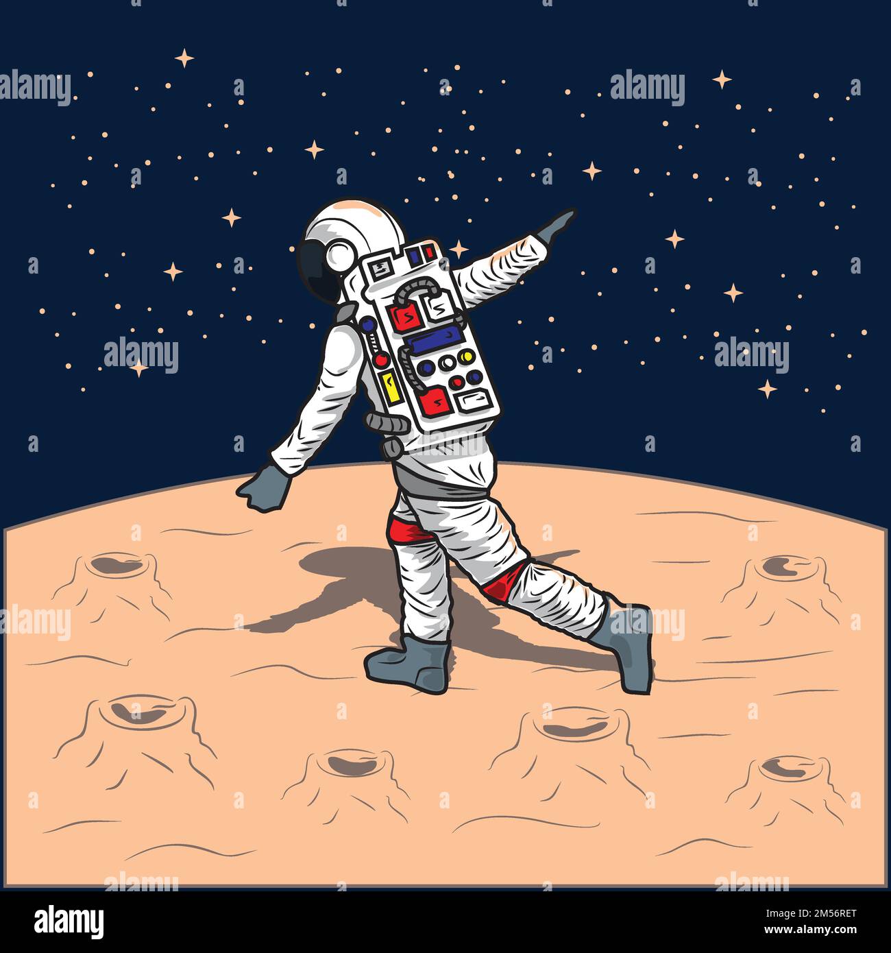[vector illustration] [astronauts flying like a bird on the moon] [flat ...
