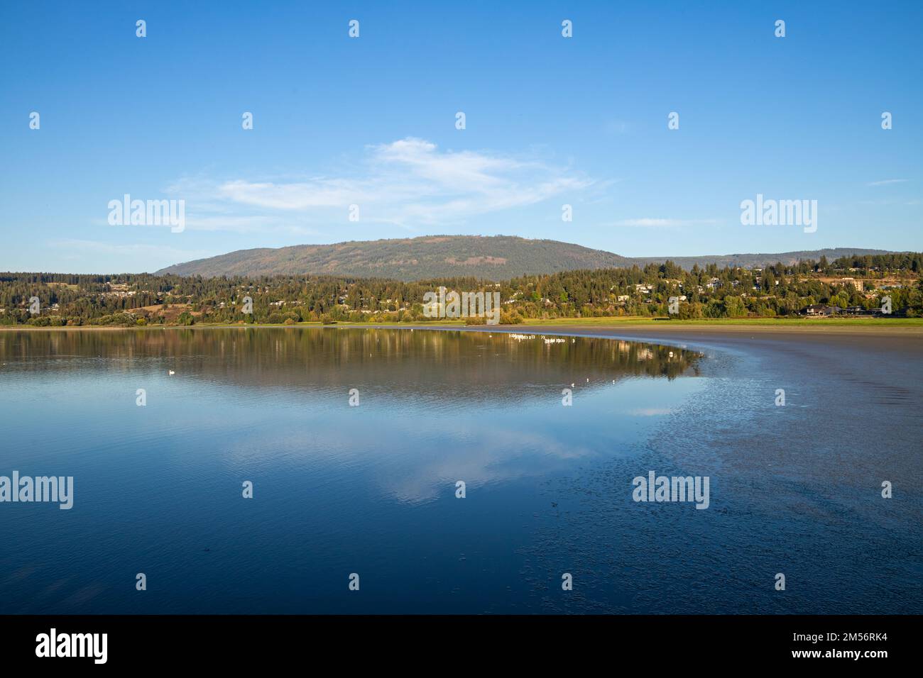 Shuswap Lake, Salmon Arm Wharf, Canada at sunset Stock Photo - Alamy