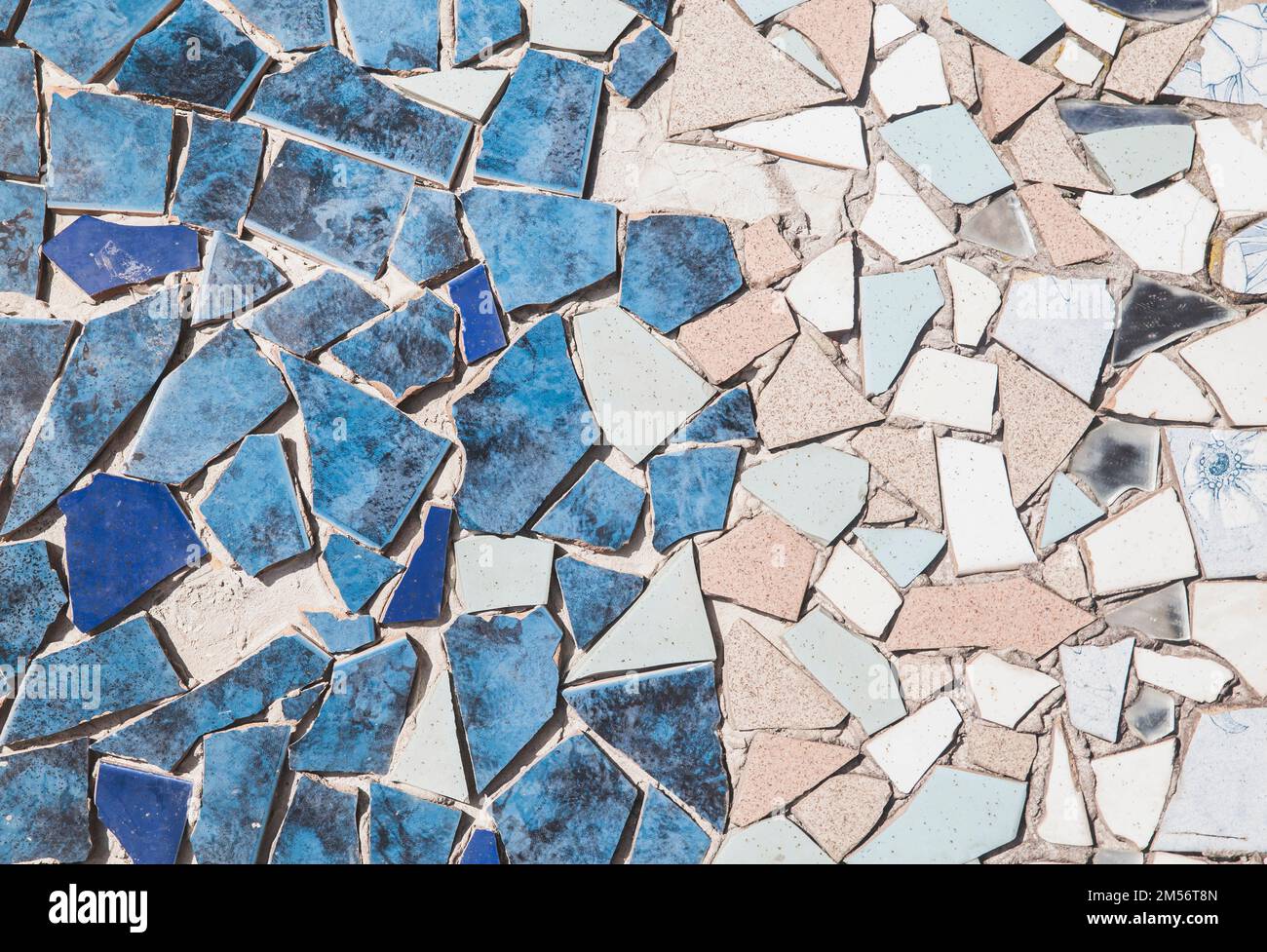 dirty blue tile with chipped edges on the wall Stock Photo - Alamy