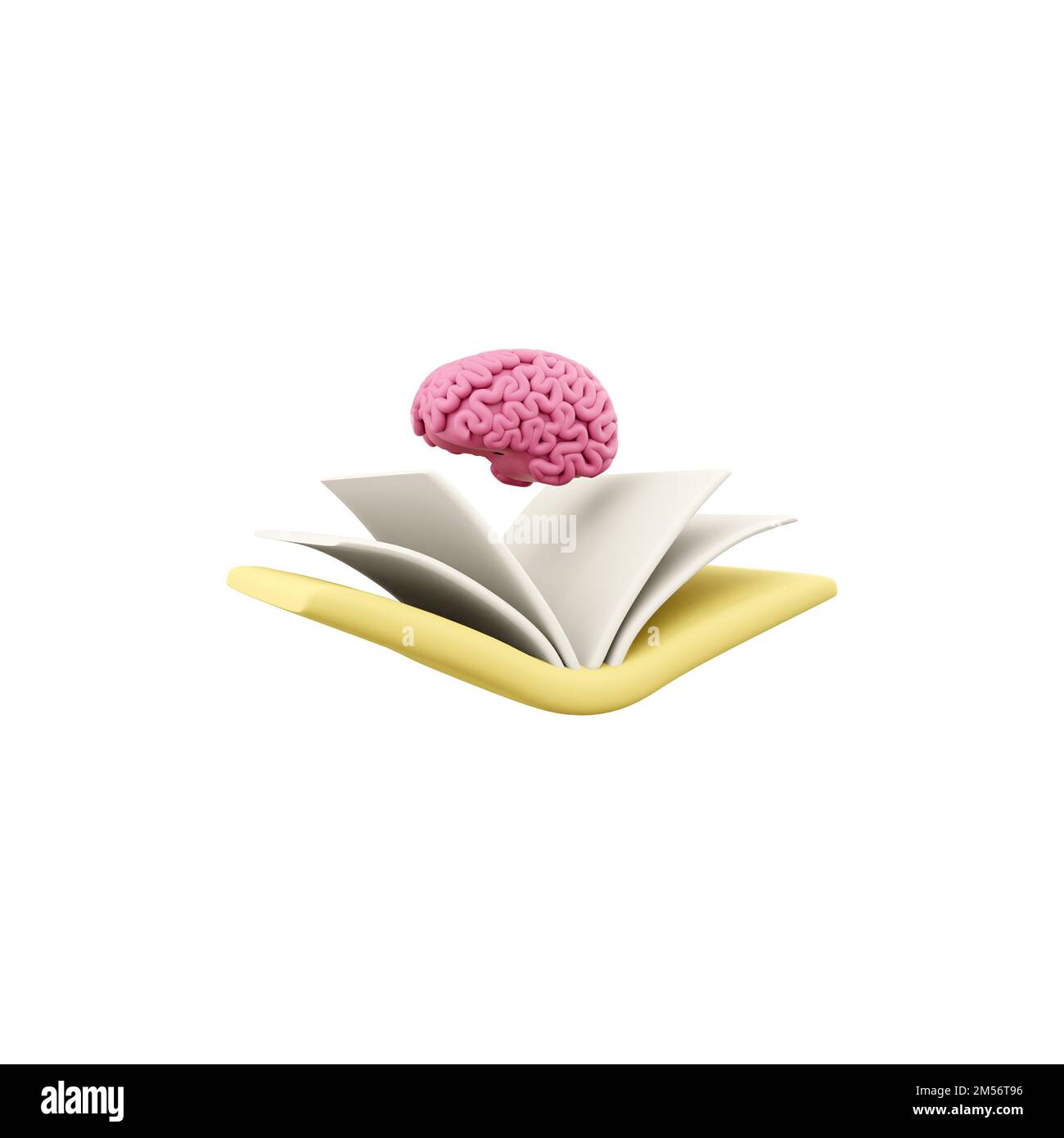 3d rendered brain in book. 3d renderbook in brain icon, 3d illustration ...