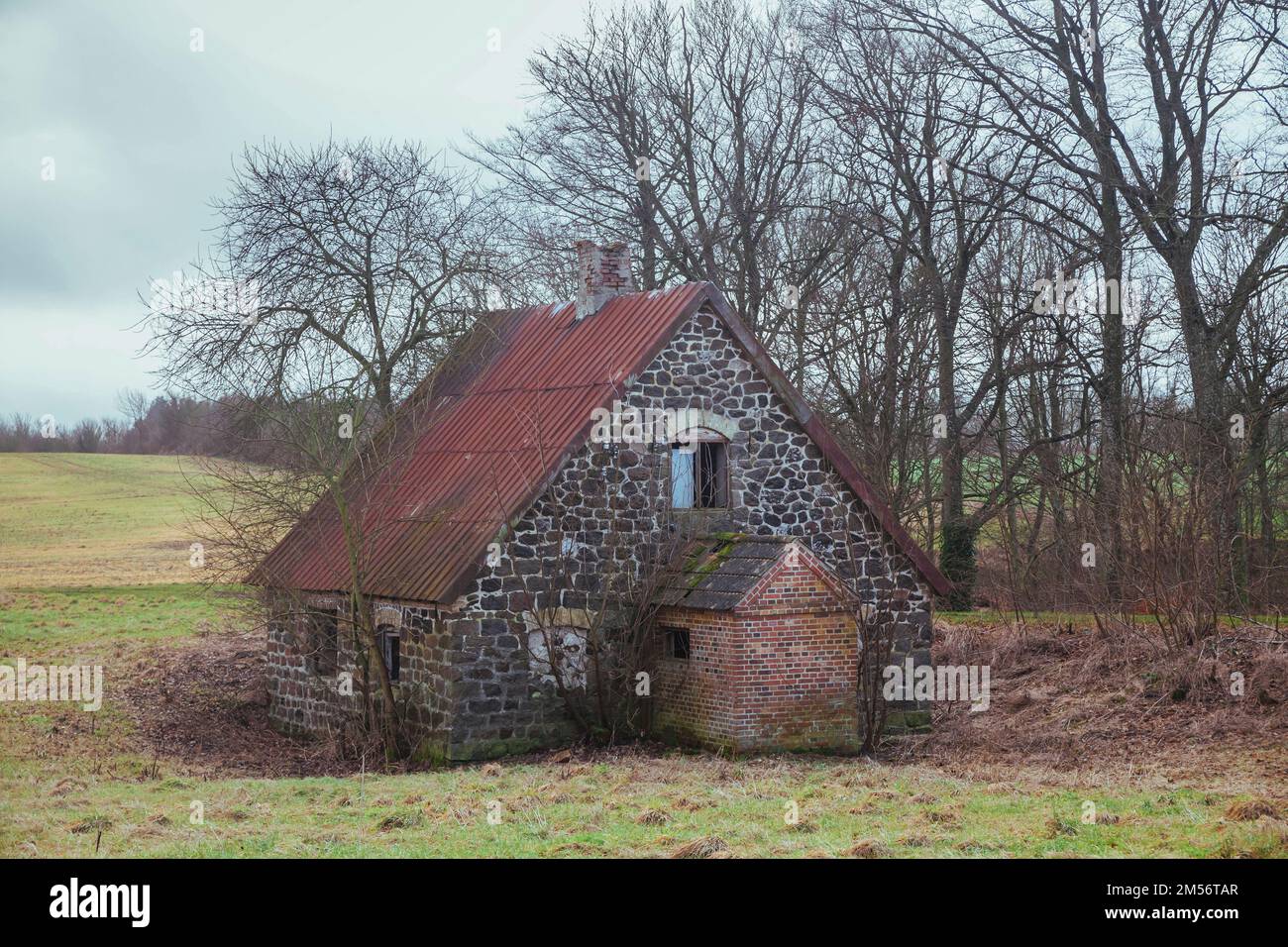 Old abandoned stone house in winter Denmark Stock Photo - Alamy