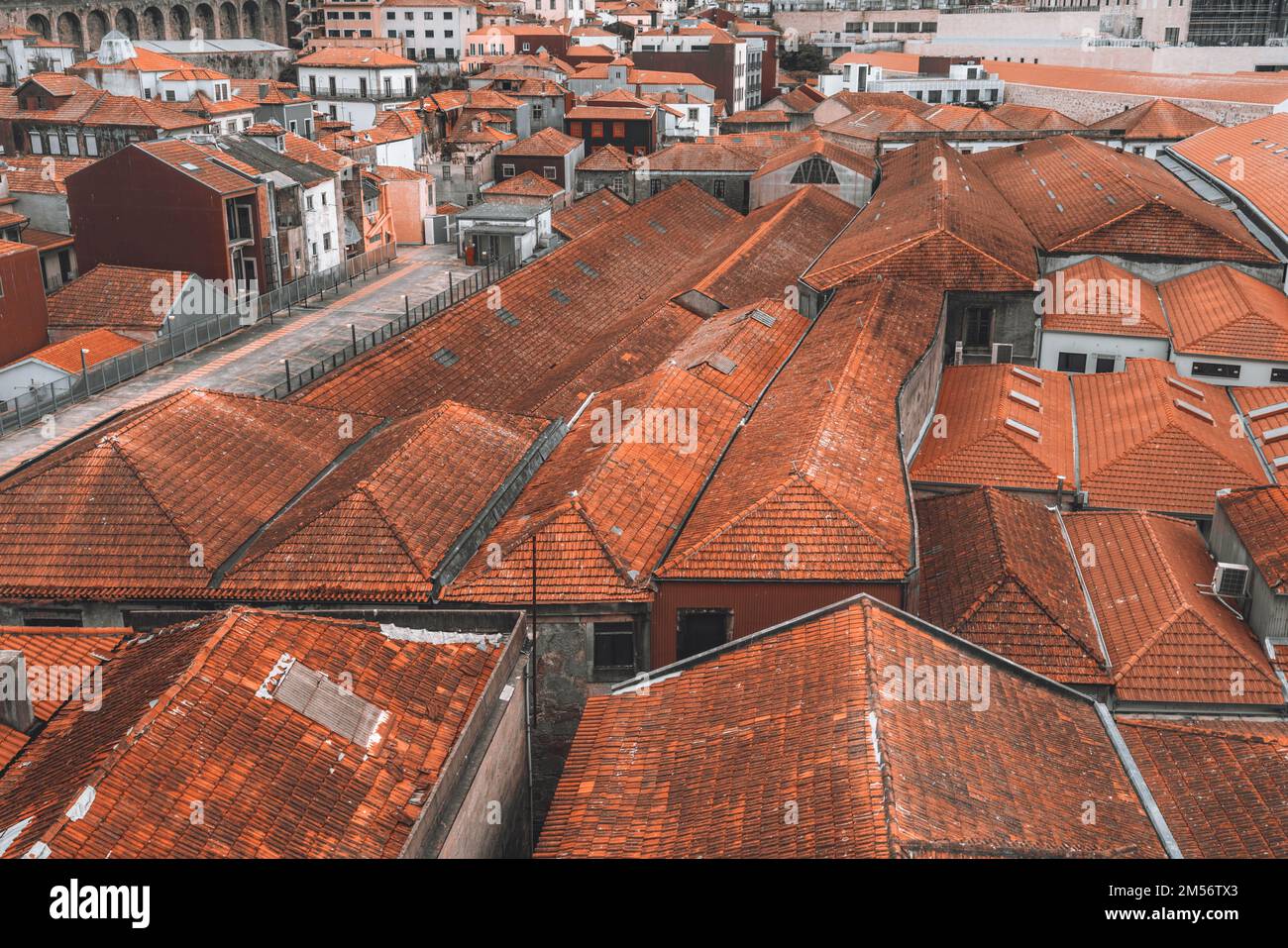 An aerial high view of the beautiful city of Porto, a roman ...