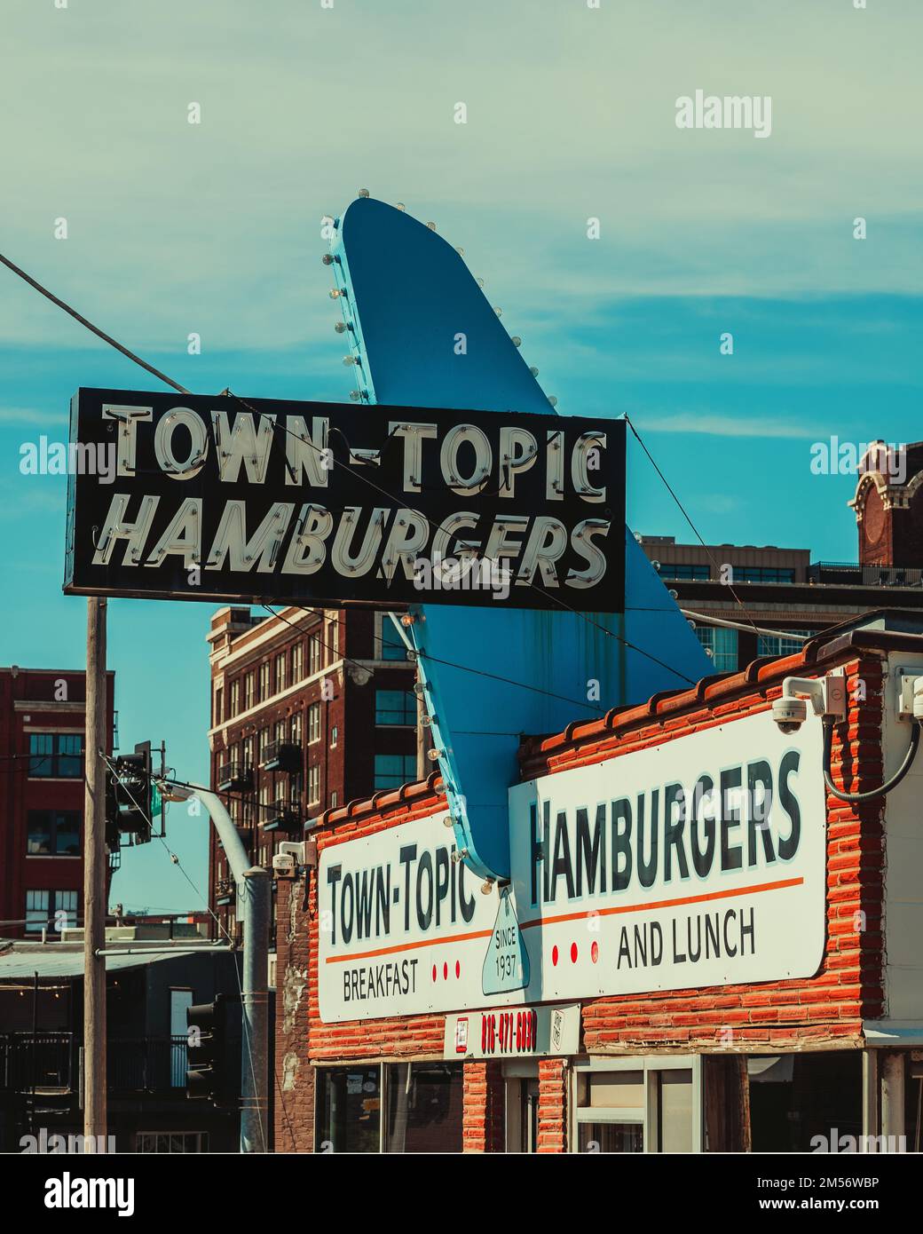 A closeup of Town Topic Hamburgers restaurant diner sign Stock Photo ...
