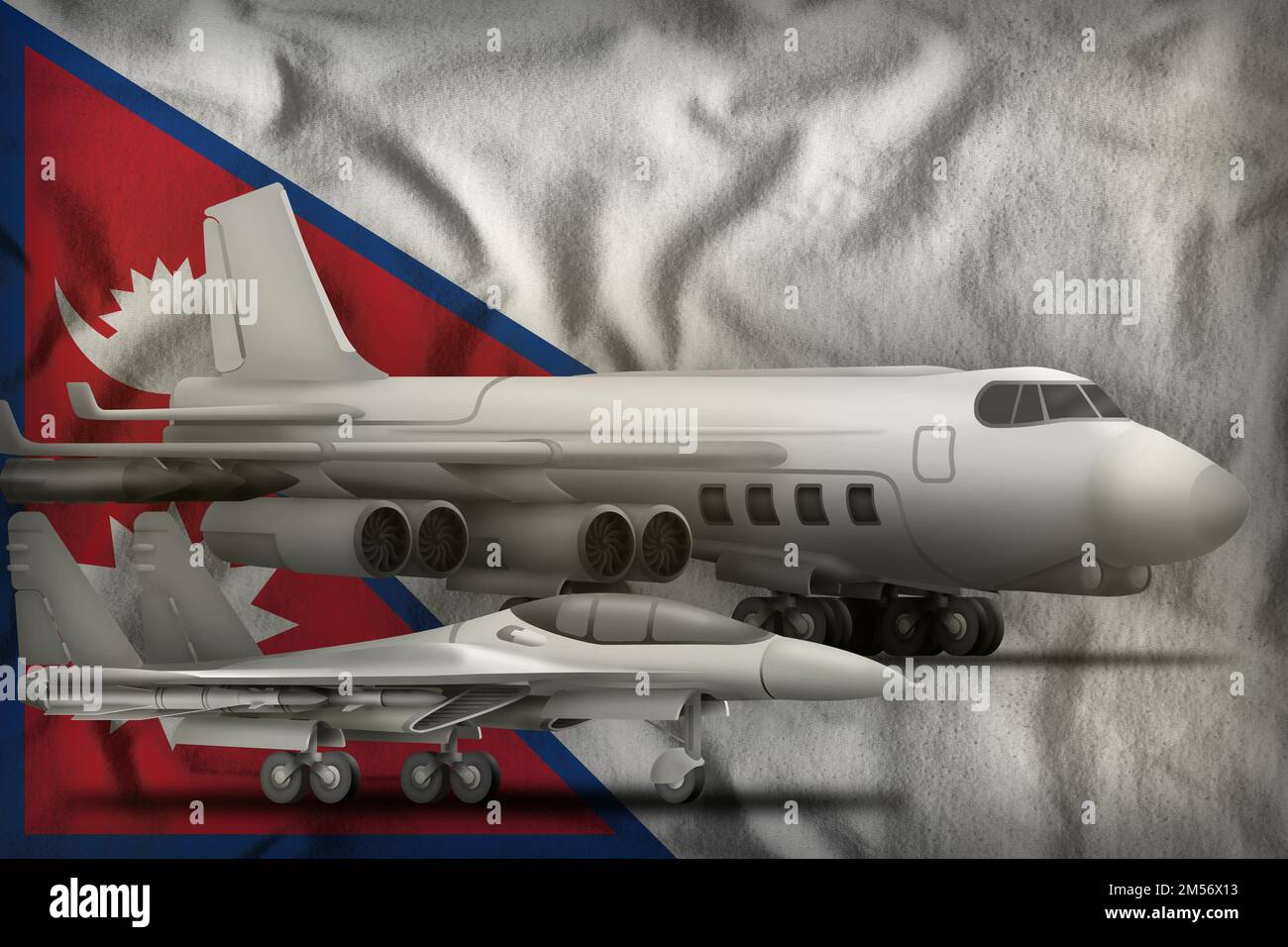 air forces on the Nepal flag background. Nepal air forces concept. 3d ...