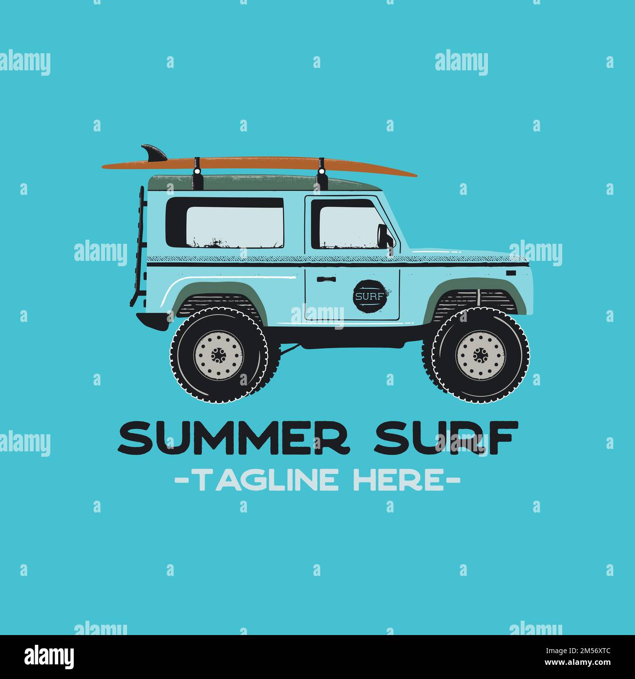 Summer Surfing badge design with surf car, surfboard. Travel logo ...
