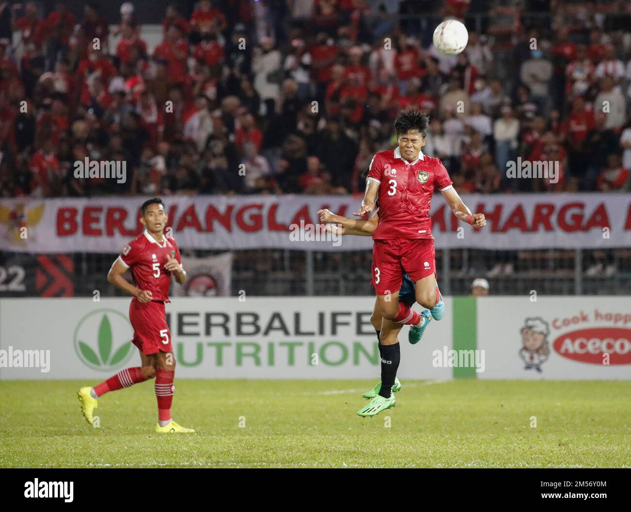 Moh Edo Febriansyah of Indonesia (R) in action during the AFF ...