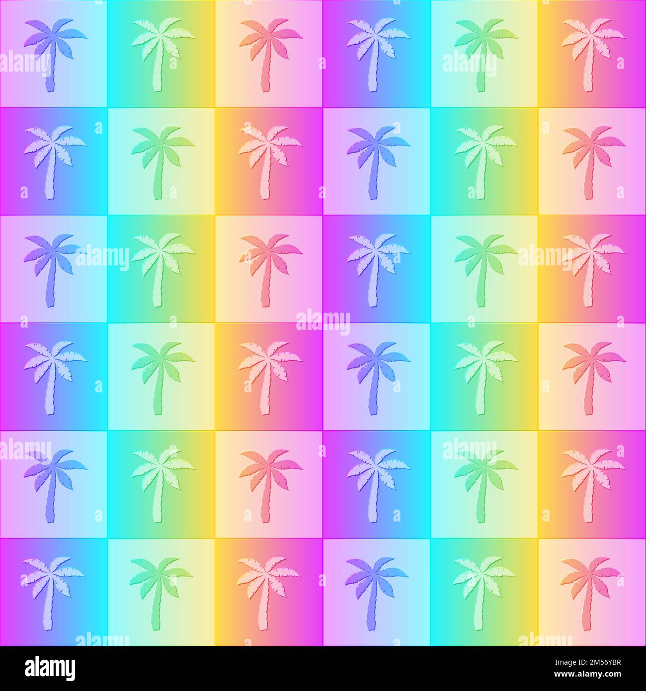Palm tree seamless pattern. Repeating rainbow palms background ...