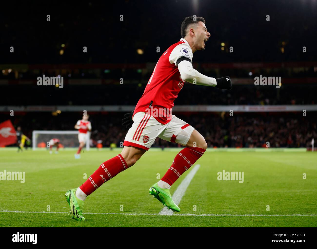 Arsenal's Gabriel Martinelli celebrates scoring their side's second ...
