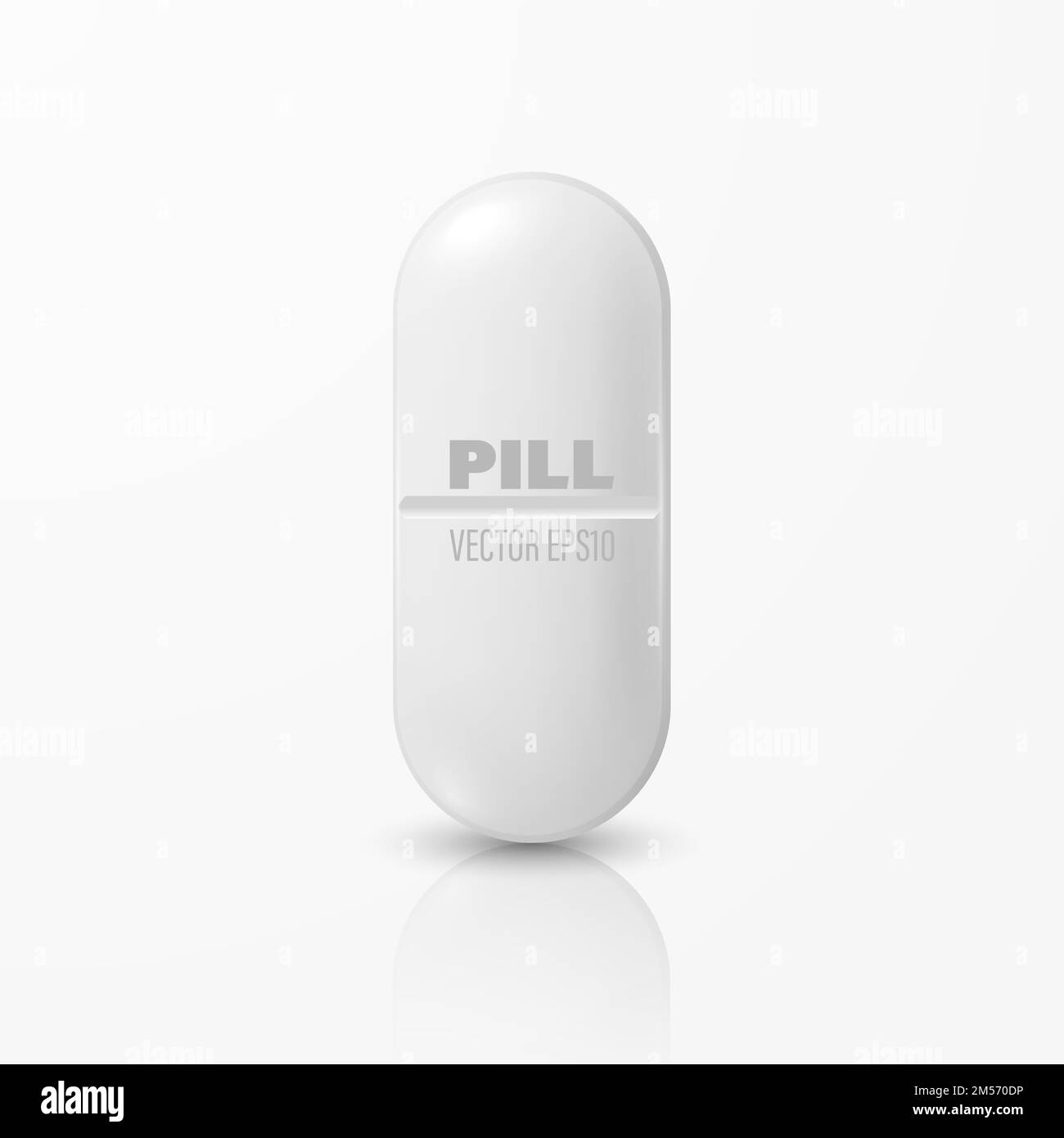 Vector 3d Realistic White Pharmaceutical Oval Medical Pill, Capsule ...