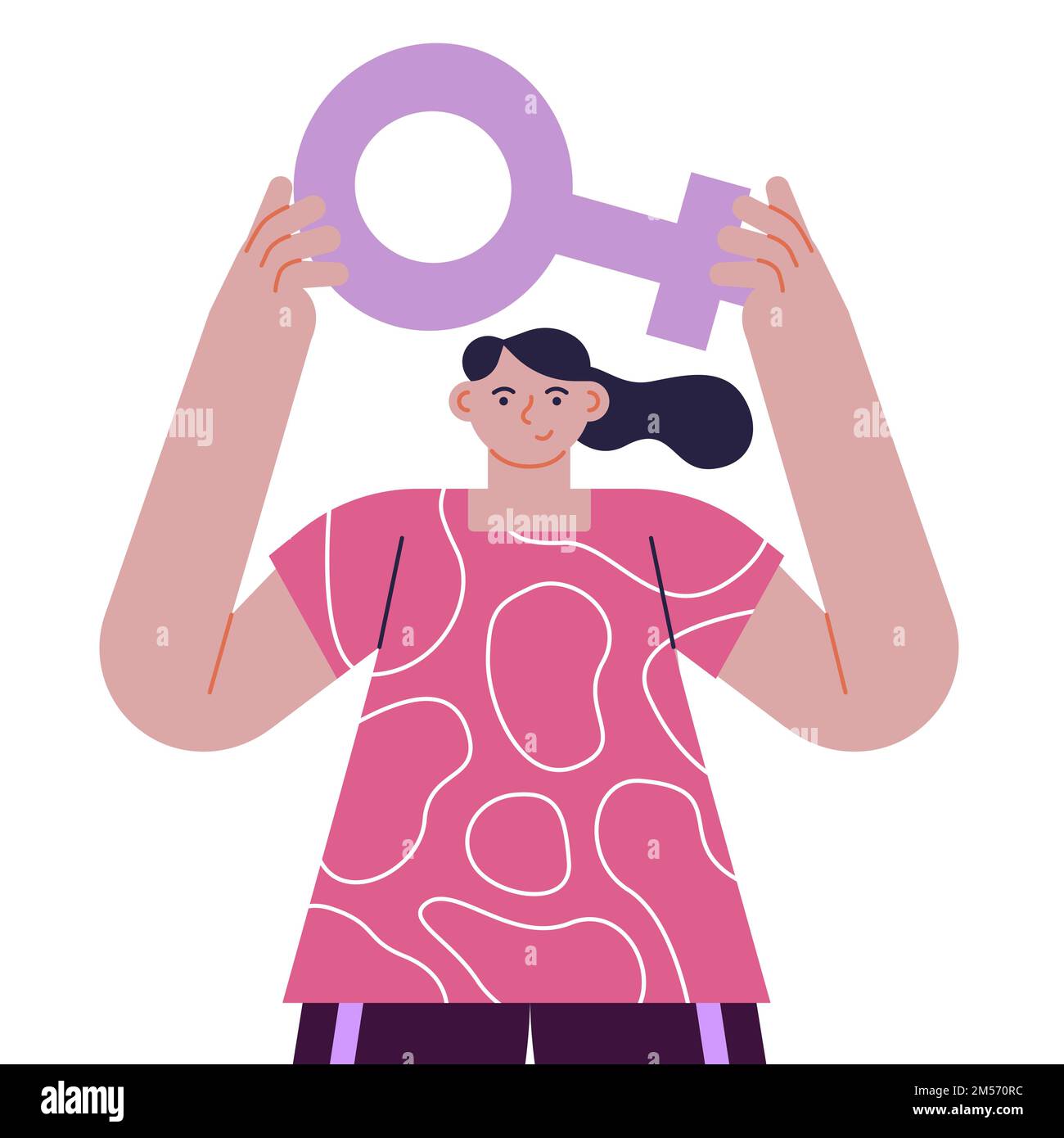 Young Woman Holding Big Female Symbol Up For Feminist Issues Or
