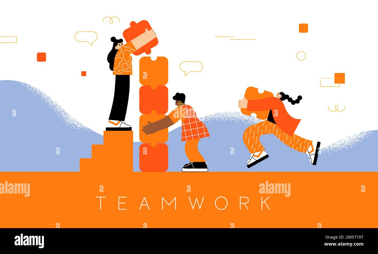 Diverse young business woman team building female community together in ...