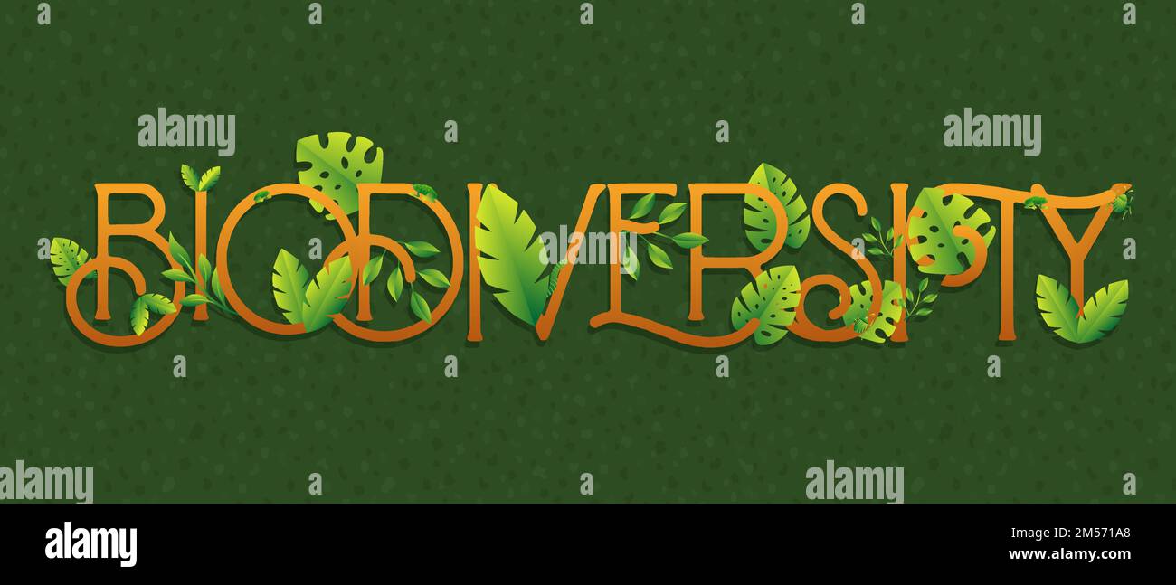 Biodiversity text quote sign made of diverse green plant leaves. Nature ...