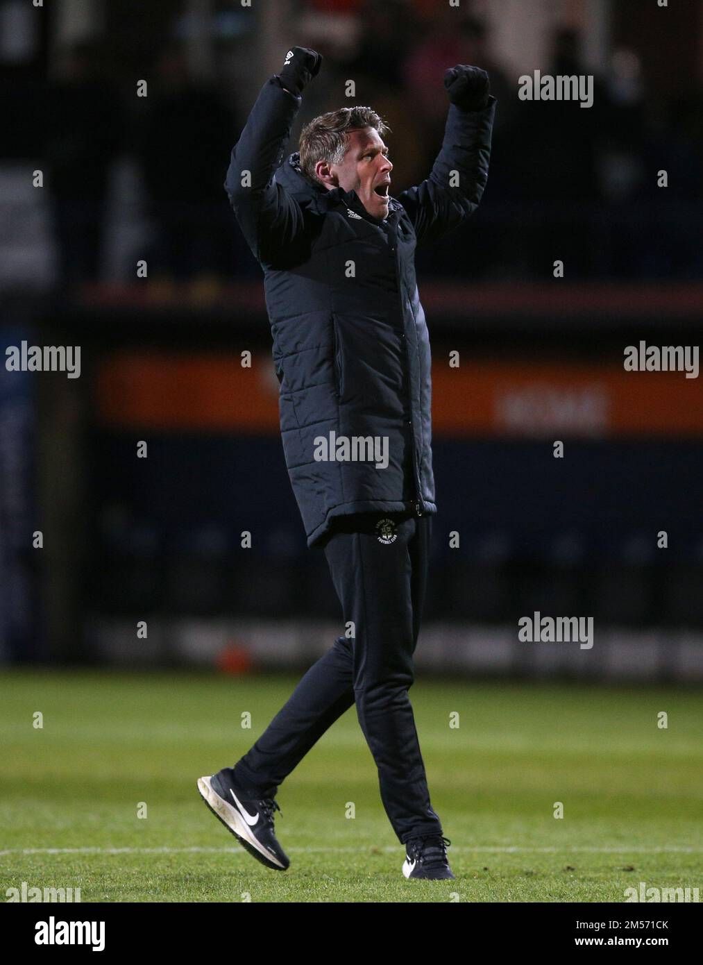 Luton Town manager Rob Edwards celebrates after the Sky Bet ...