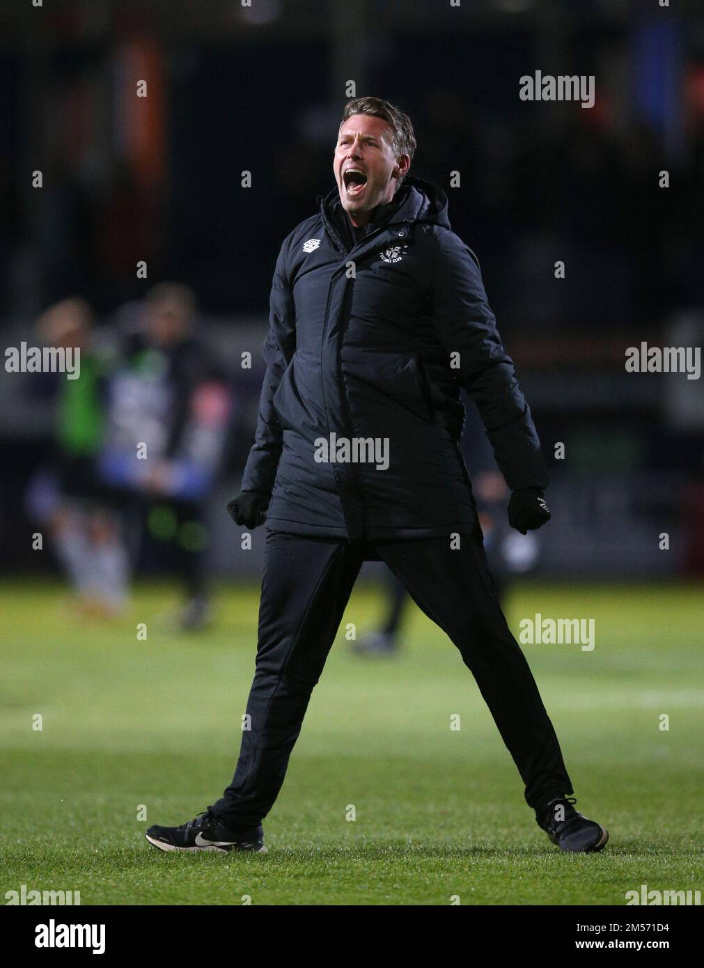 Luton Town manager Rob Edwards celebrates after the Sky Bet ...