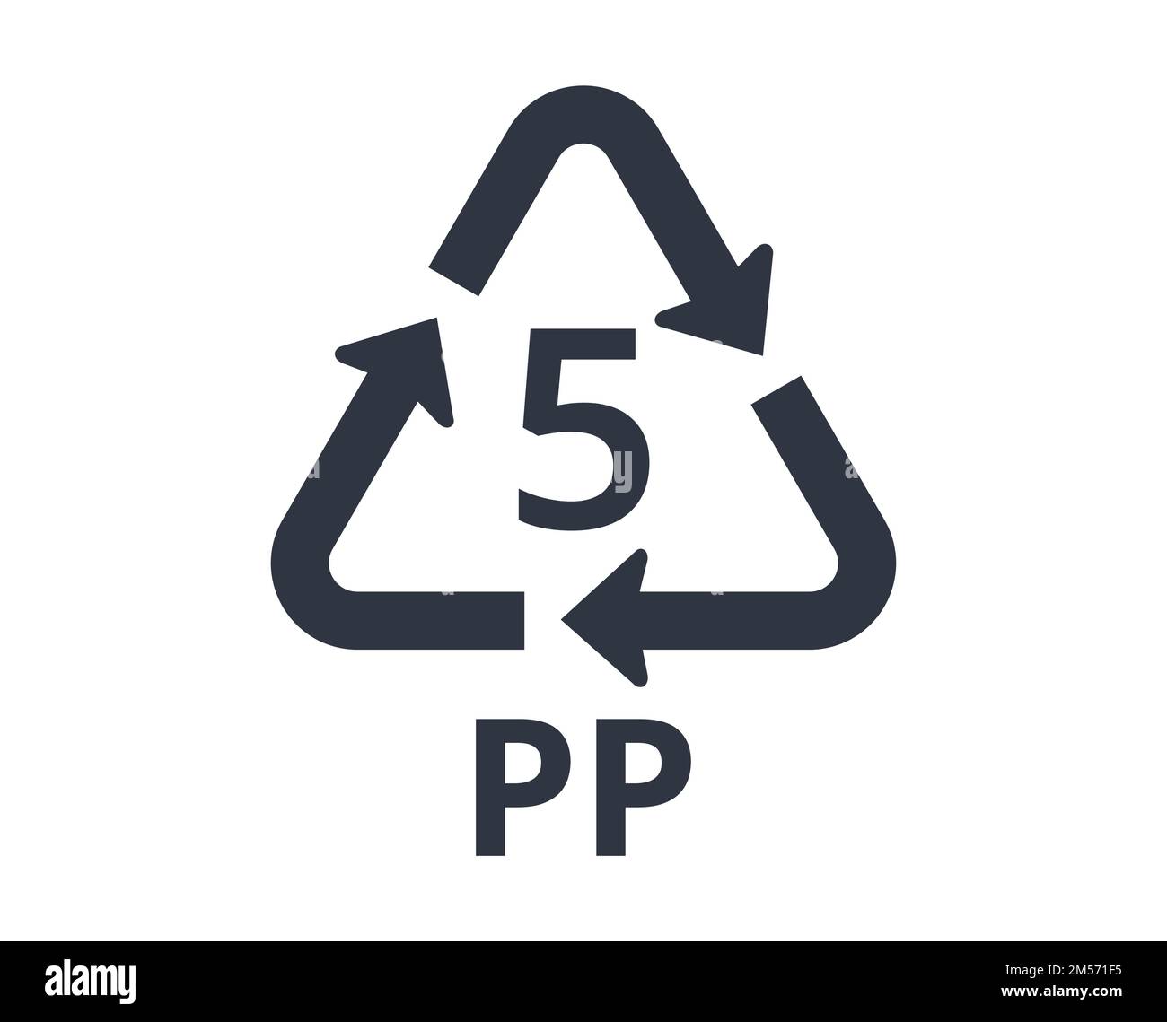 Isolated Recycle PP logo, number 5. Concept of ecology and packaging ...