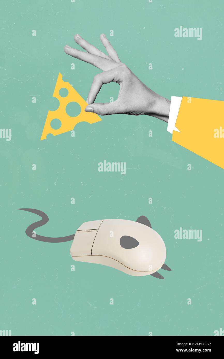 Artwork magazine collage picture of arm catching cheese vintage ...