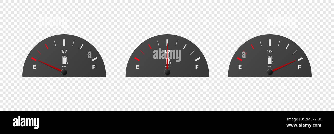 Vector 3d Realistic Gas Fuel Tank Gauge, Oil Level Bar Set Isolated ...