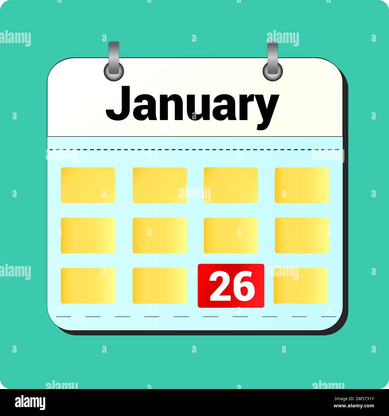 calendar vector drawing, date January 26 on the page Stock Vector Image ...