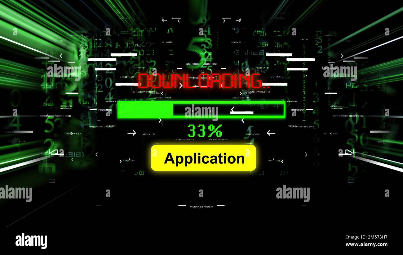 Application download progress bar on the screen Stock Photo - Alamy