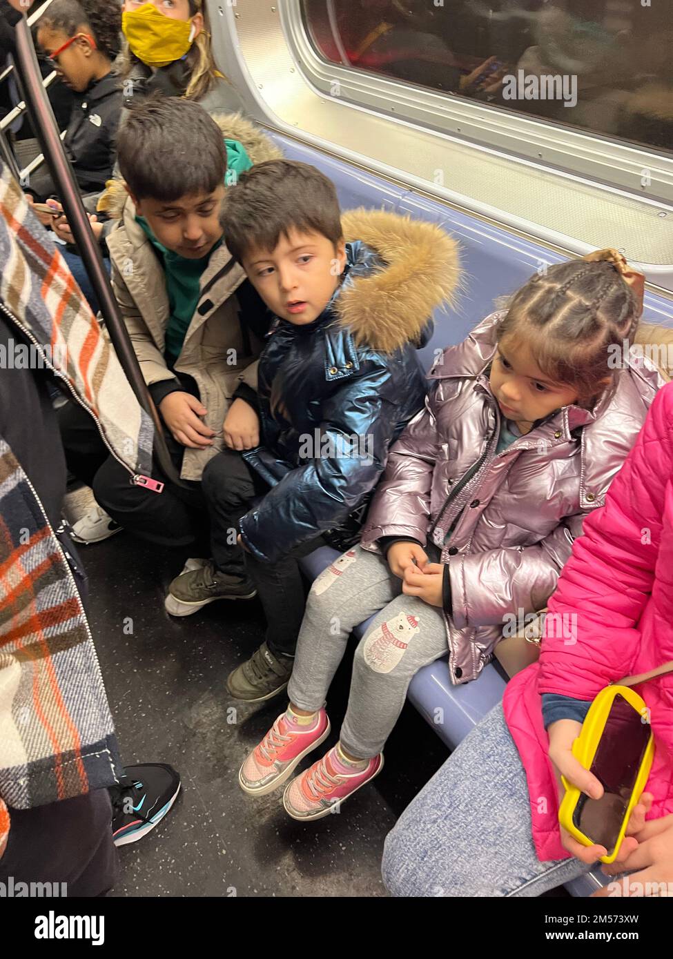 Children riding new york subway hi-res stock photography and images - Alamy