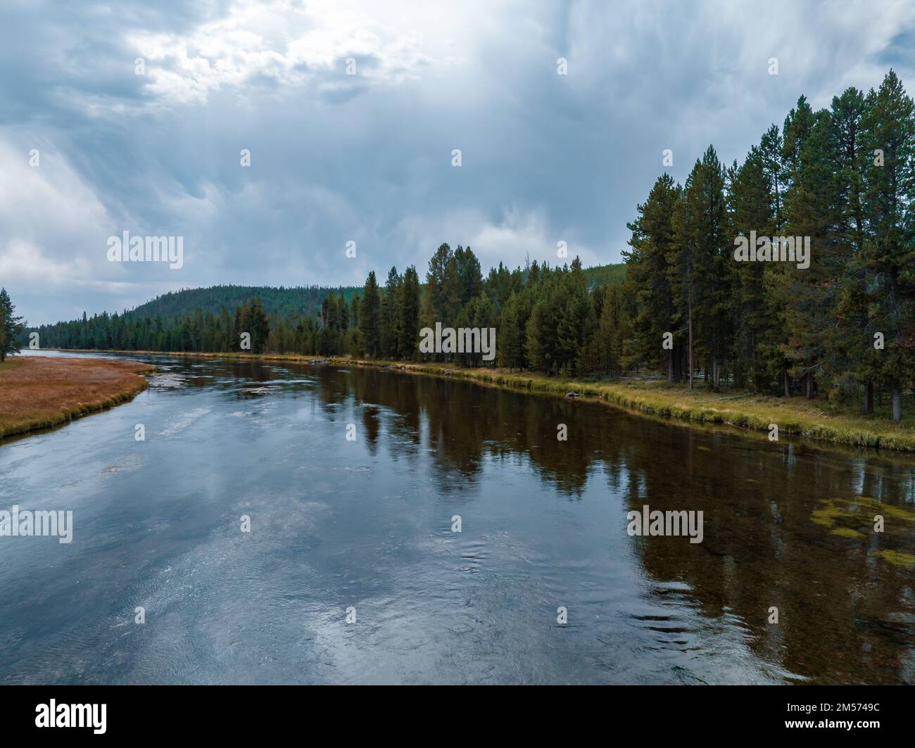 Yellowstone National Park aerial panoramic view. in the USA Stock Photo ...