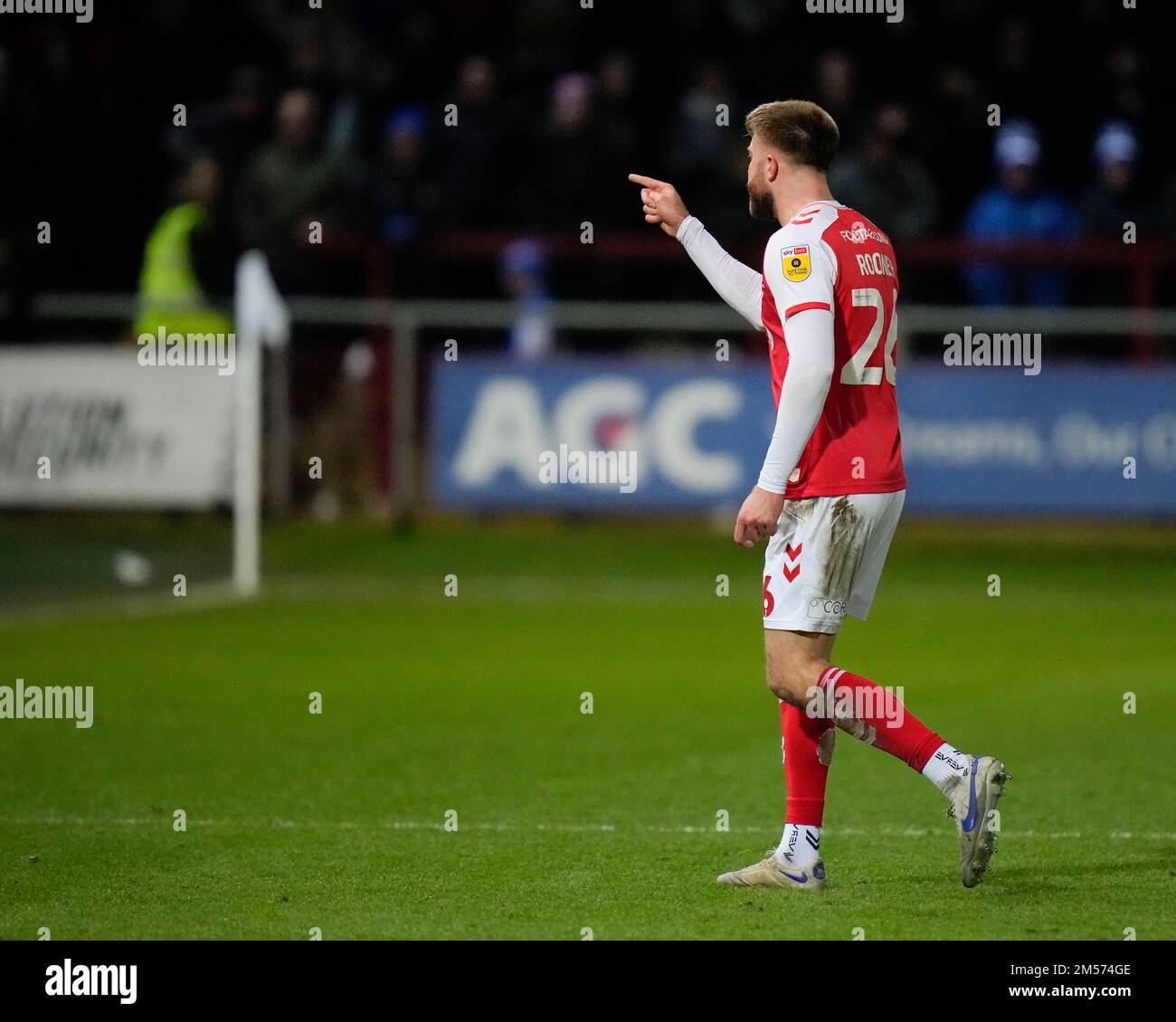 Shaun Rooney #25 of Fleetwood Town points a finger at the Sheffield ...
